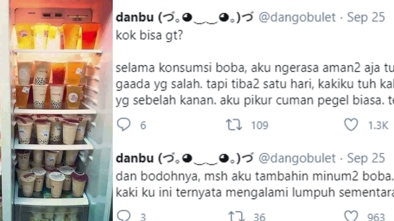 Minum Boba Tiap Hari: Kaki Nyaris Lumpuh dan Jantung Deg-degan